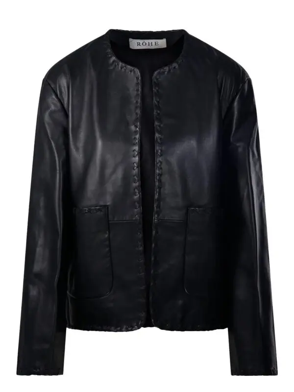 RÓHE Blanket-stitch Leather Jacket - Black