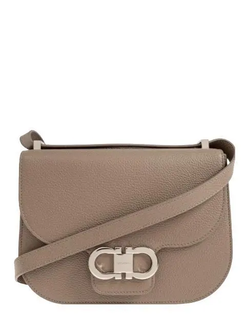 FERRAGAMO Flap Shoulder Bag With Gancini Clasp - Brown