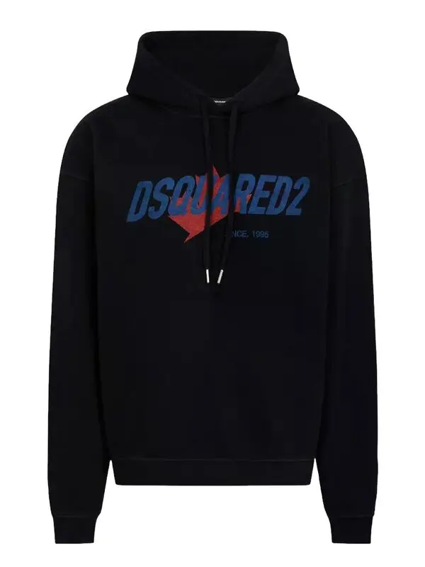Dsquared2 Relaxed Fit Logo Hoodie - Black