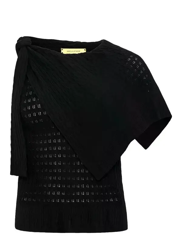 Hellessy Hellesy Pointelle Knit Knot Detail Sweater - Black