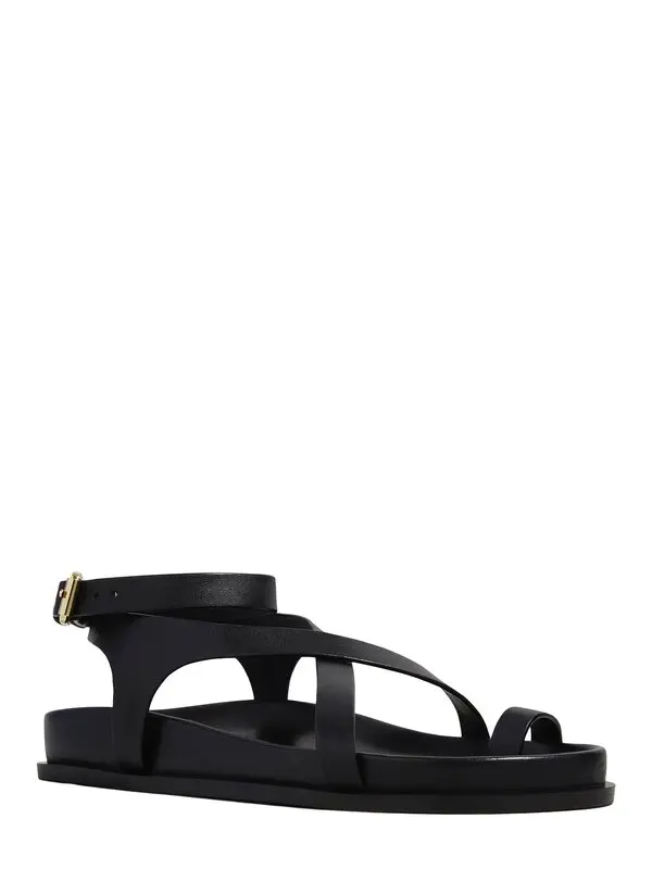 A.emery Jalen Slim Sandal With Gold-tone Buckle - Black