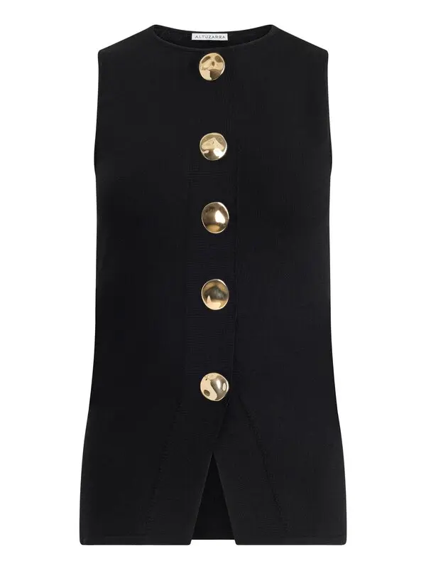 Altuzarra Harper Sleeveless Top With Gold Buttons - Black