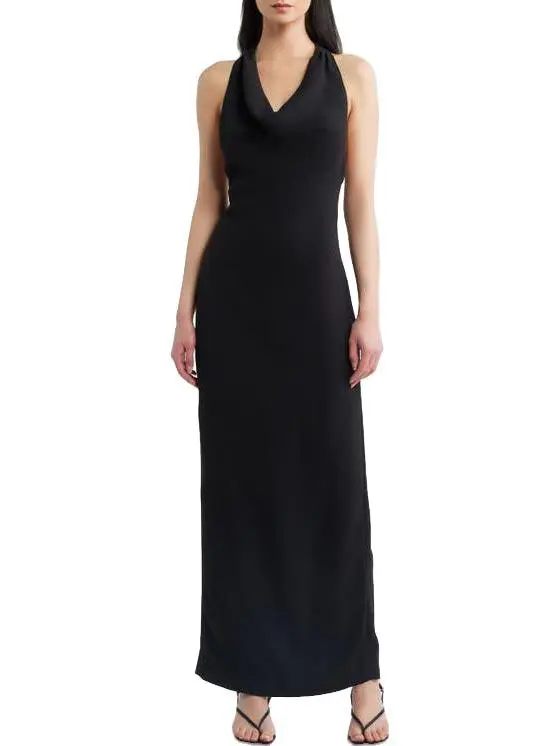 Torn By Ronny Kobo Rachel Halterneck Sheath Dress - Licorice