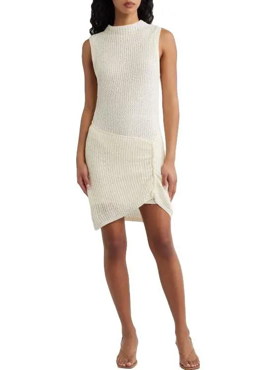 Torn By Ronny Kobo Asymmetrical Knit Sweater Dress - Pearl