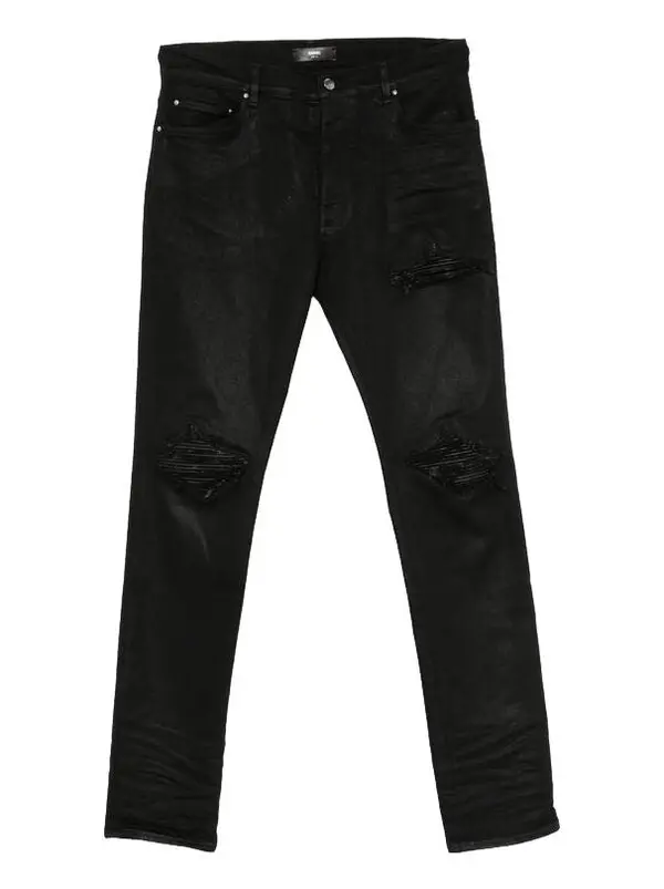 Amiri Slim-fit Coated Distressed Jeans - Black