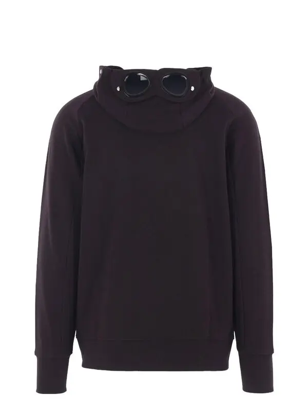 C.P. COMPANY Zip-up Cotton Hoodie With Goggles Detail - Brown