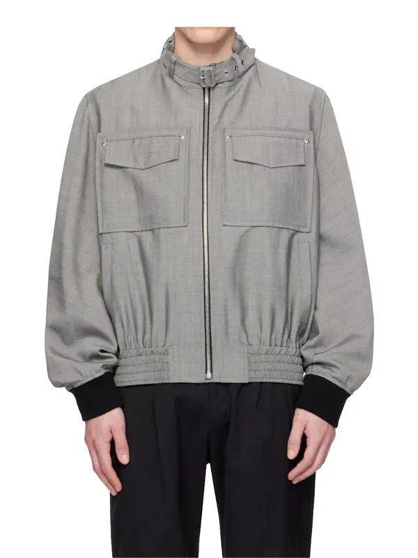 LANVIN Wool Blend Zip-up Casual Jacket - Light Gray