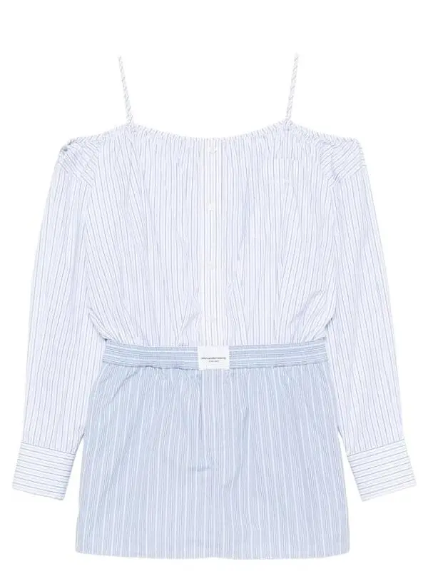 Alexander Wang Off-the-shoulder Stripe Dress - Blue