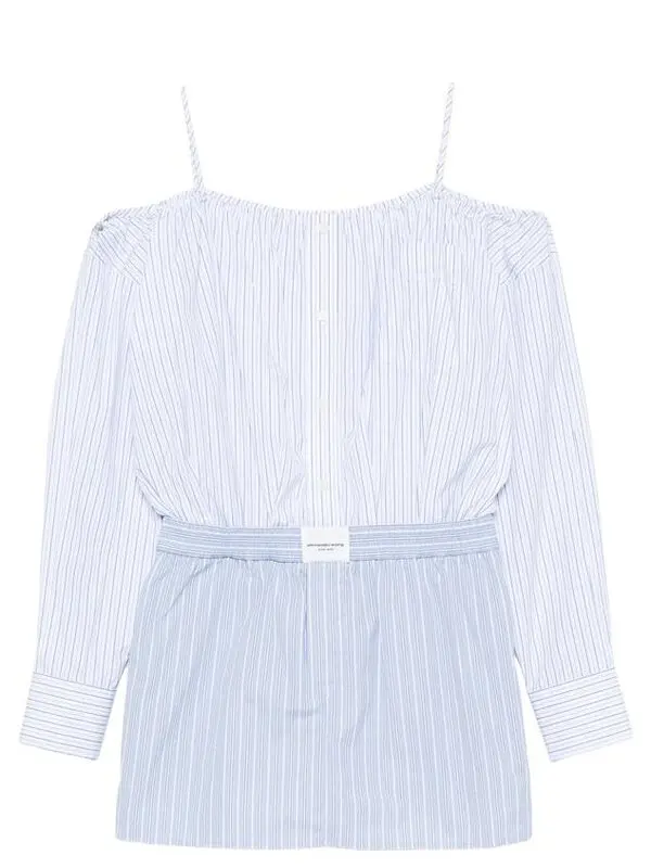Alexander Wang Off-the-shoulder Stripe Dress - Blue