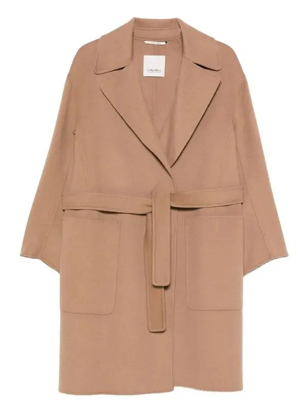 Max Mara Camel Brown Single Breasted Wool Coat - Cream