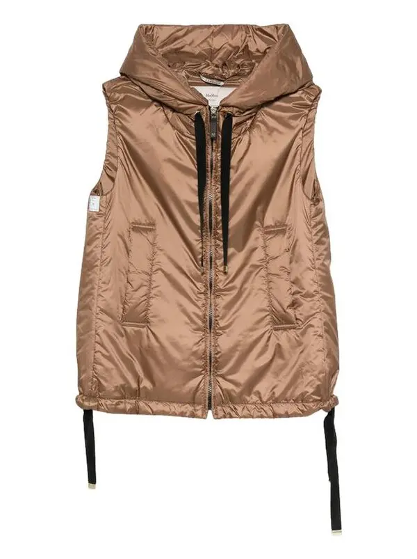 Max Mara Sleeveless Padded Jacket With Drawstring Hood - Brown
