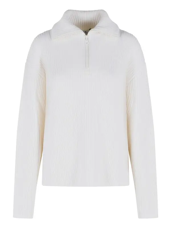 COURREGES Merino Wool Quarter Zip Sweater - White