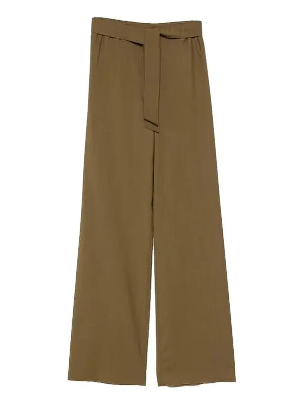 Max Mara High-waisted Wide Leg Trousers With Belt - Brown
