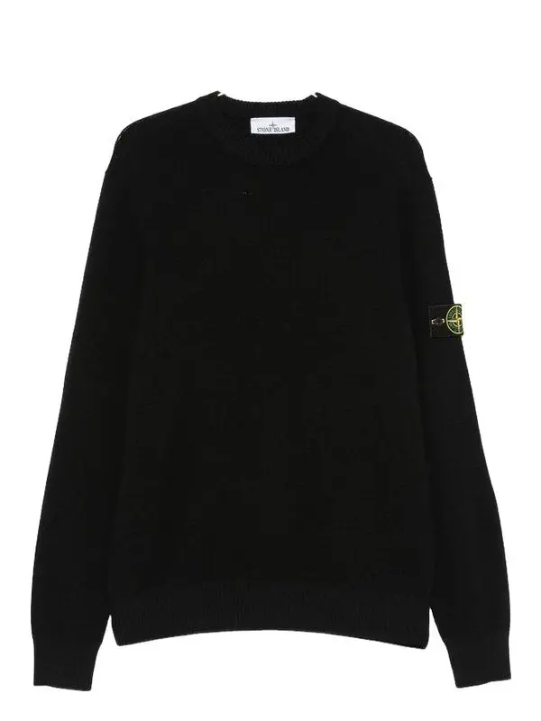 Stone Island Virgin Wool Crew Neck Jumper - Black