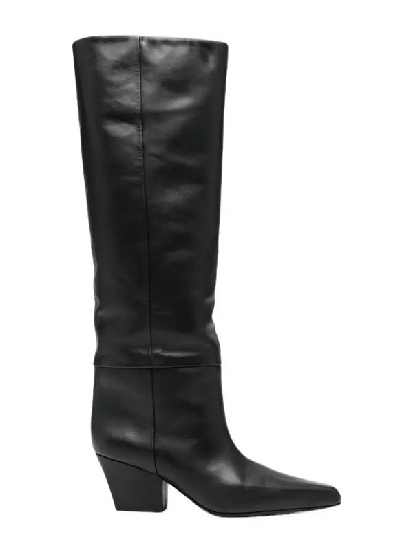 Paris Texas Smooth Grain Leather Knee-high Boots - Black