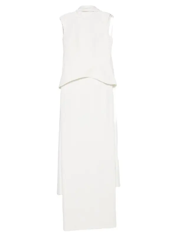 Solace London Sleeveless High Neck Maxi Dress With Peplum Waist And Draped Back Panel - Multicolor
