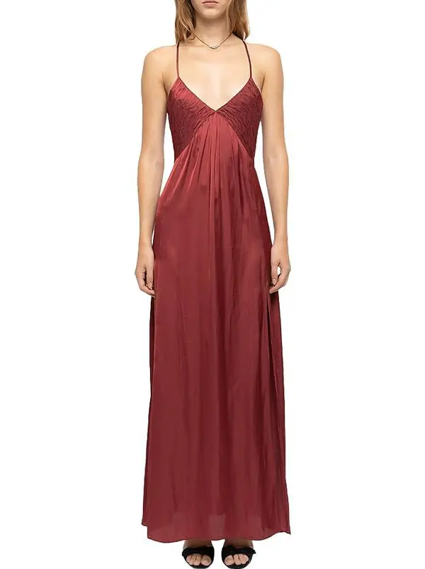 Zadig&Voltaire Rayonne Satin Maxi Dress - Cherry