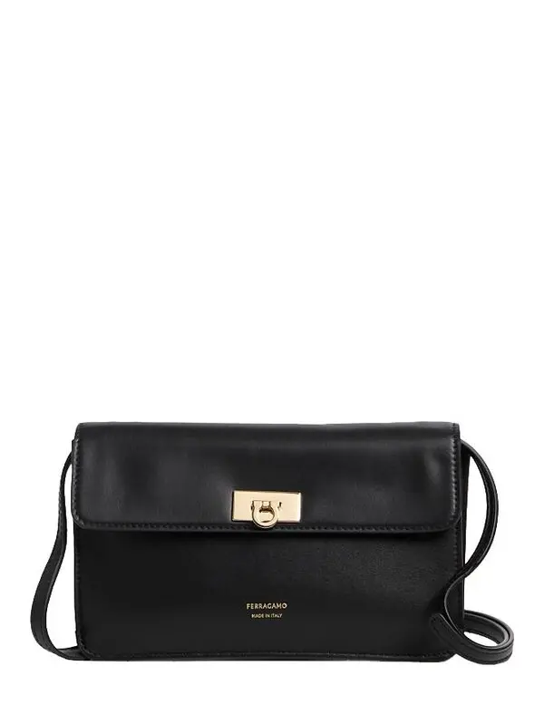 FERRAGAMO Harley Gancini Leather Crossbody Bag - Nero