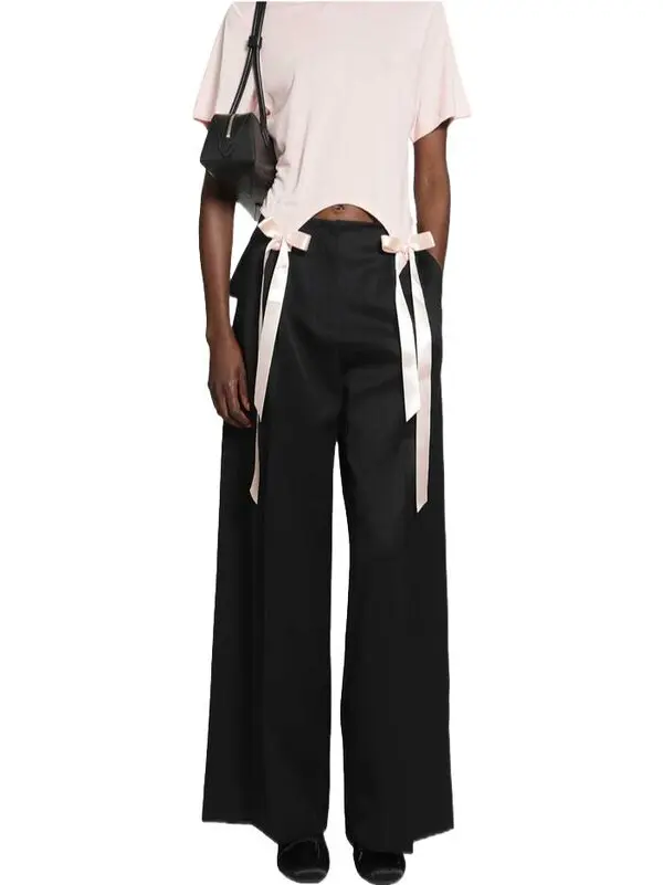 Simone Rocha Wide-leg Trousers With Bow Detail - Black