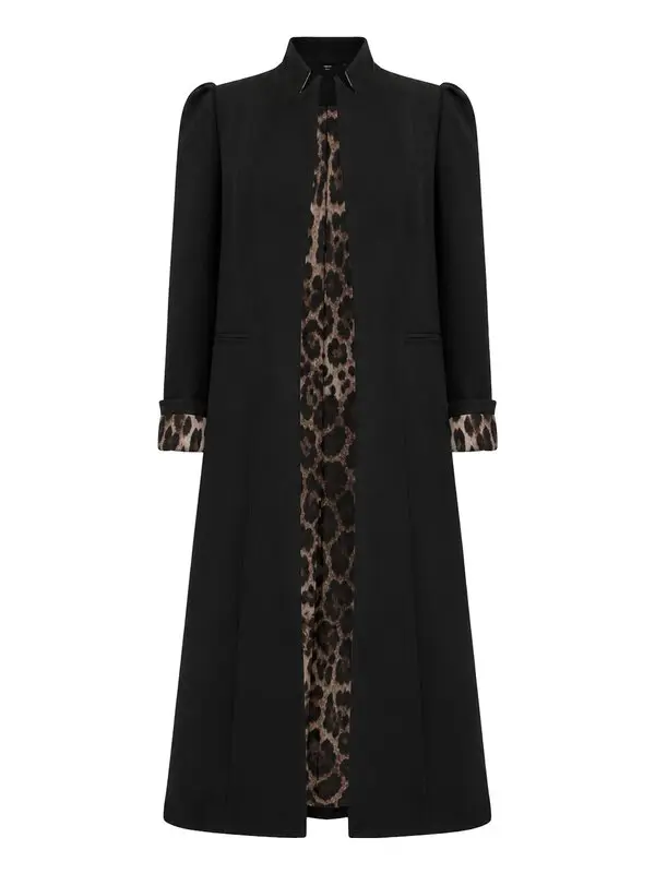 ROQAIA FASHION HOUSE Noir Sculpt Tailored Coat With Animal Print Lining - Black