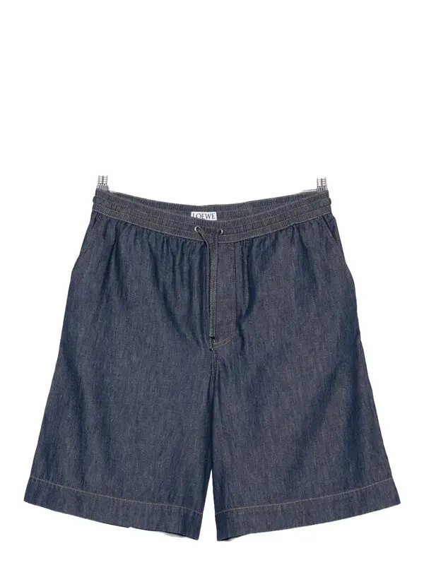 Loewe Anagram Embroidered Denim Shorts - Multicolor