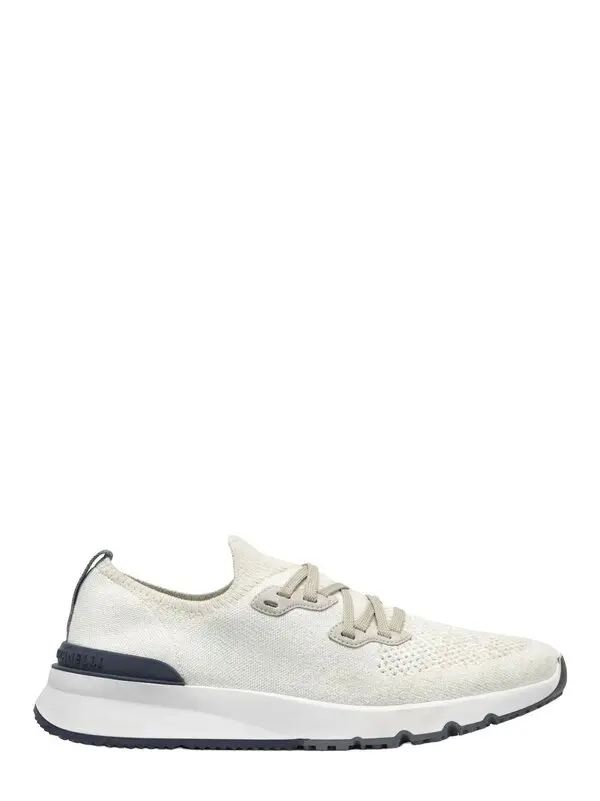 Brunello Cucinelli Cotton-blend And Leather Lace-up Sneakers - Multicolor