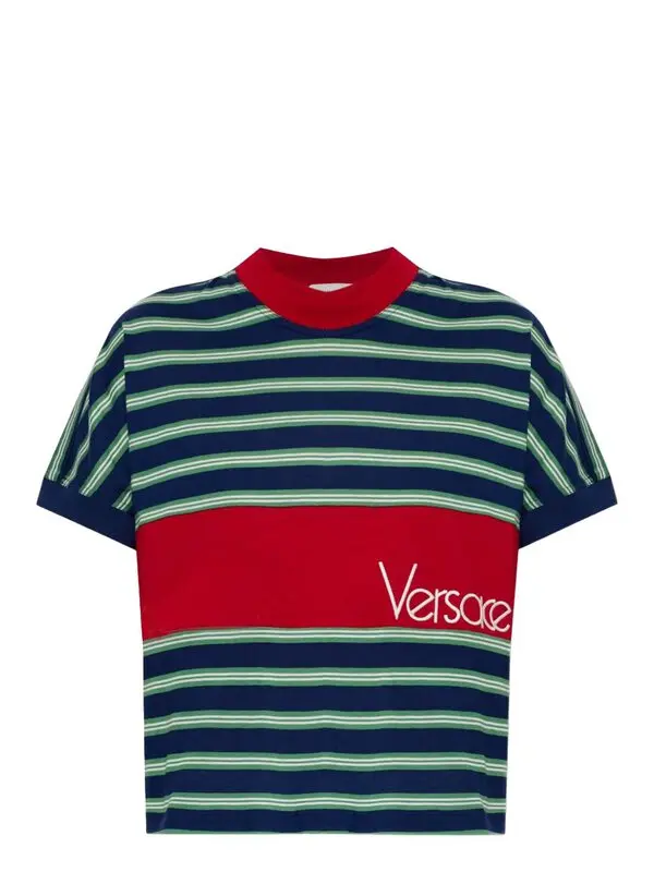 Versace Striped Cotton T-shirt - Multicolor