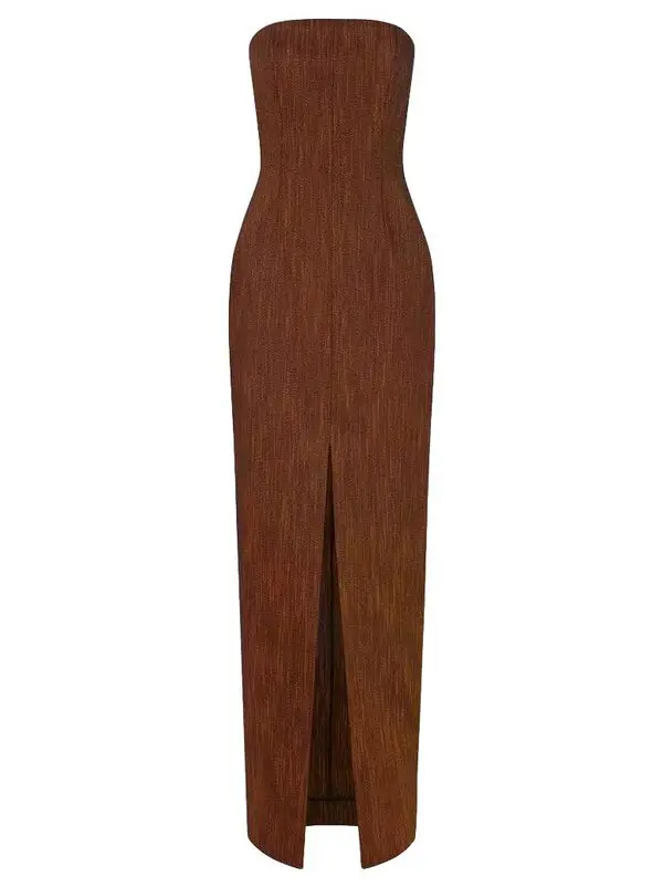 ROKSANDA Strapless Front-slit Maxi Dress - Brown