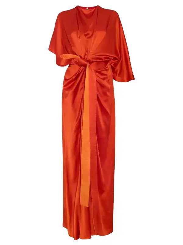 ROKSANDA Hierys Knotted Silk-satin Maxi Dress - Red