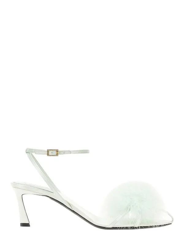 Saint Laurent Mule Mae In Satin Crepe - Green