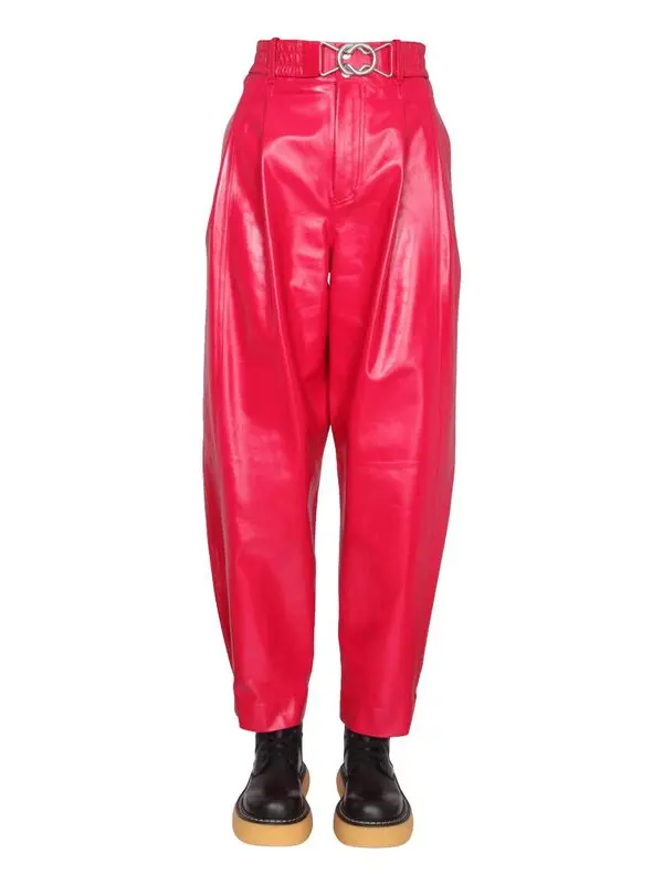 Bottega Veneta Leather Pants - Red