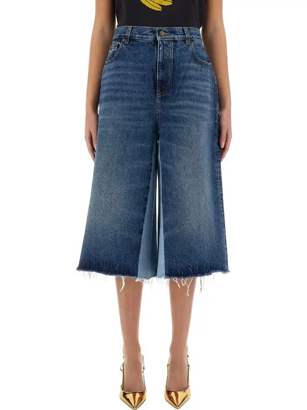 Chloé Patchwork Denim Bermuda Shorts - Blue
