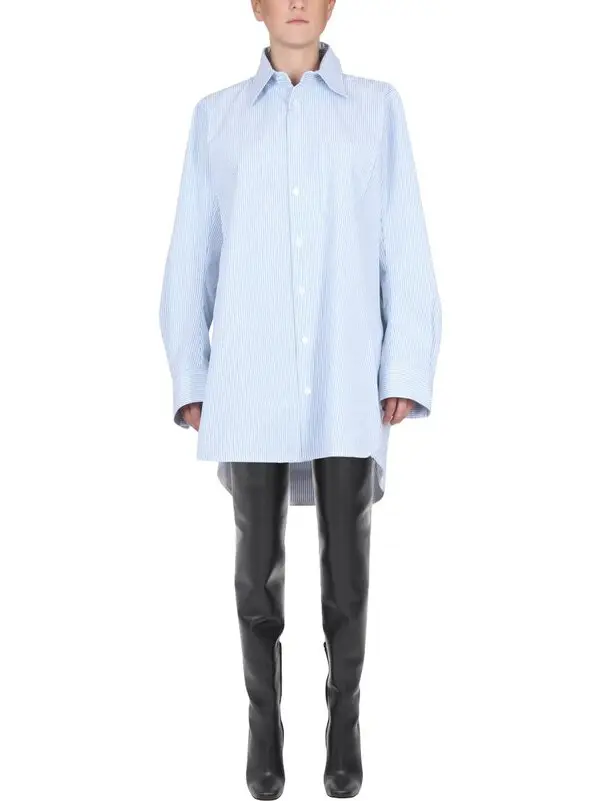 Bottega Veneta Striped Shirt With Curved Hem - Multicolor