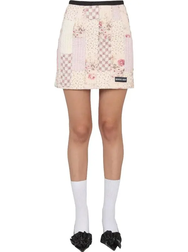 MARINE SERRE Patchwork Quilted Mini Skirt - Multicolor