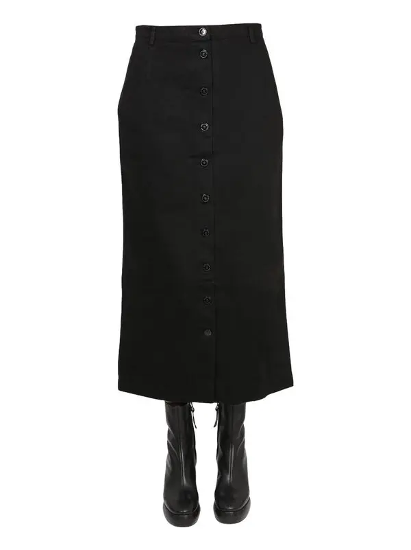 Raf Simons Midi Skirt With Front Button Closure - Black