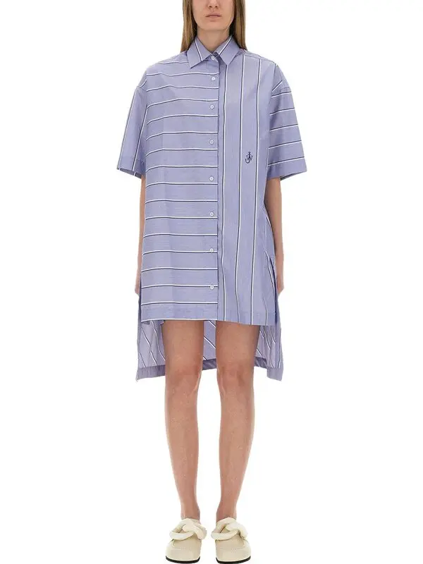 JW Anderson Oversized Striped Organic Cotton Shirt Dress - Multicolor