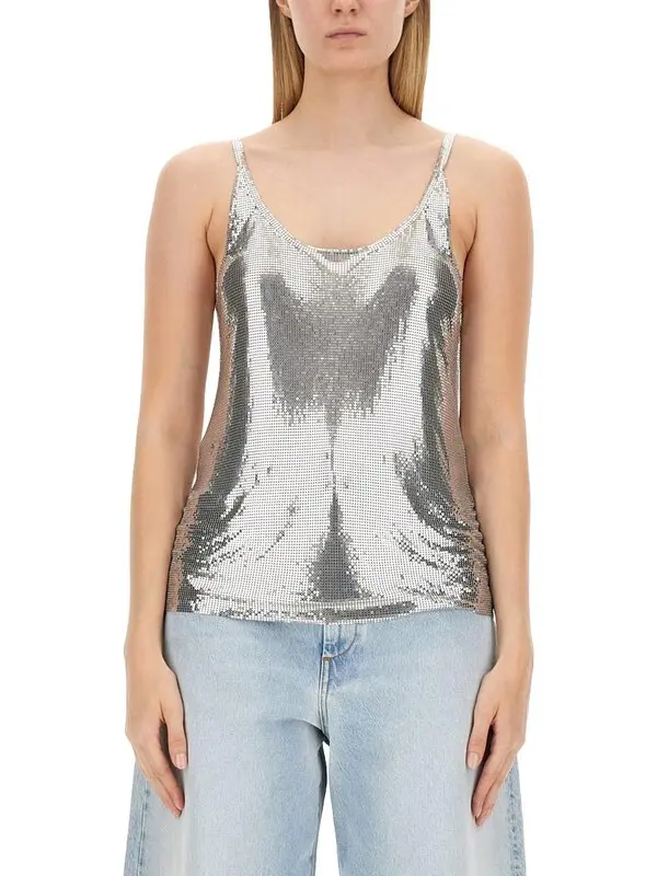 Rabanne Wire Mesh Tank Top - Silver