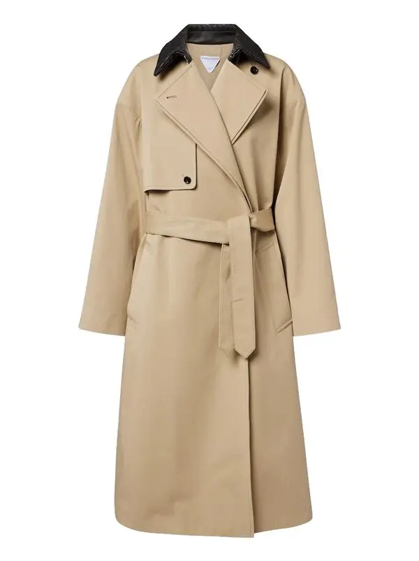Bottega Veneta Intrecciato Cotton Trench Coat - Beige