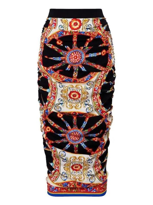 Dolce & Gabbana Carretto Silk-blend Midi Skirt - Multicoloured