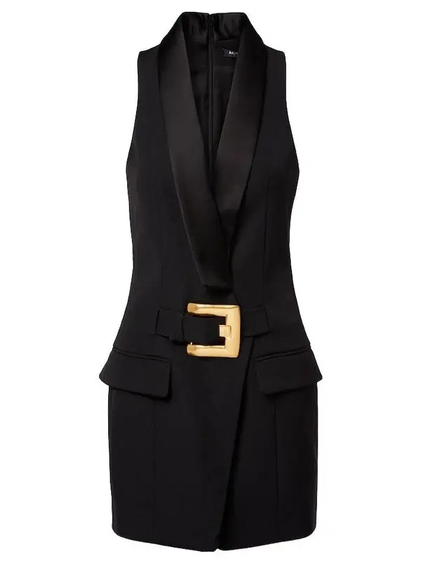 Balmain Virgin Wool Mini Dress - Black