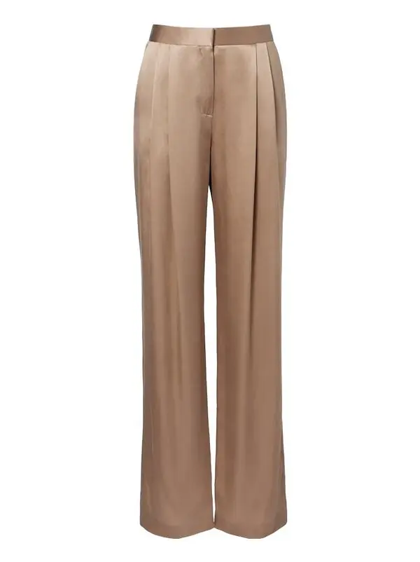 TOM FORD Pleated Silk Wide-leg Pants In Desert Taupe - Beige