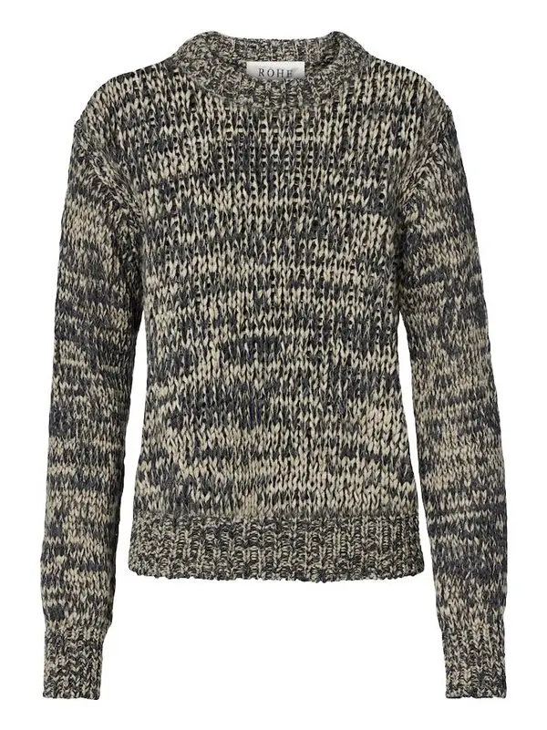 RÓHE Anthracite Mouliné Crewneck Sweater - Grey