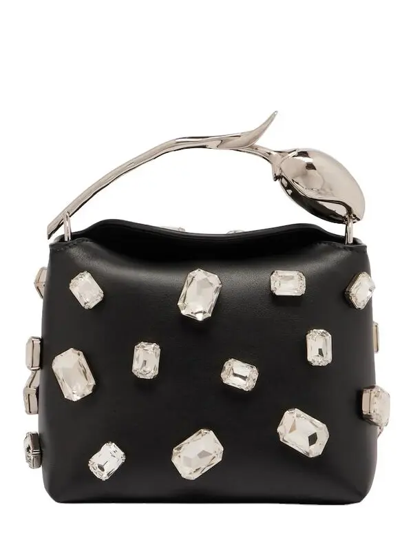 Erdem Embellished Leather Mini Bag - Black