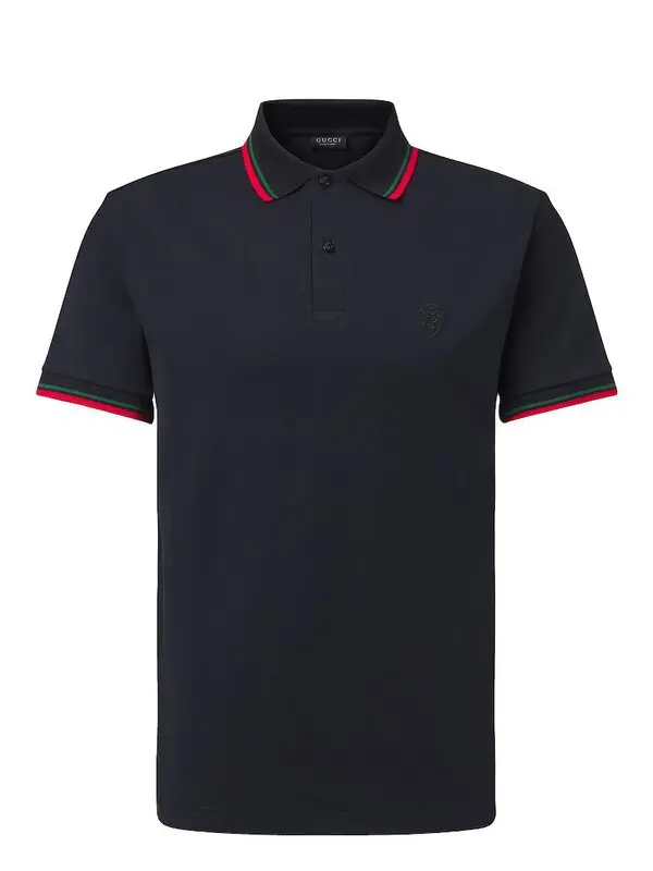 Gucci Cotton-blend Pique Polo Shirt - Blue