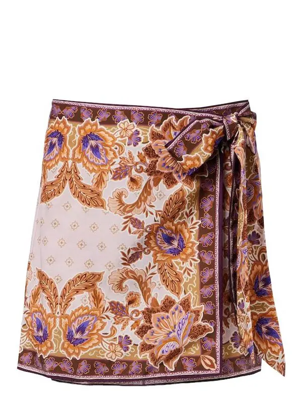 ALEXANDRA MIRO Lorelei Printed Cotton And Silk Wrap Skirt - Multicoloured
