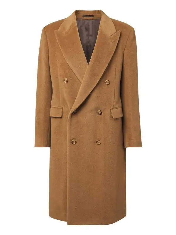 LARDINI Double-breasted Virgin Wool Coat - Beige