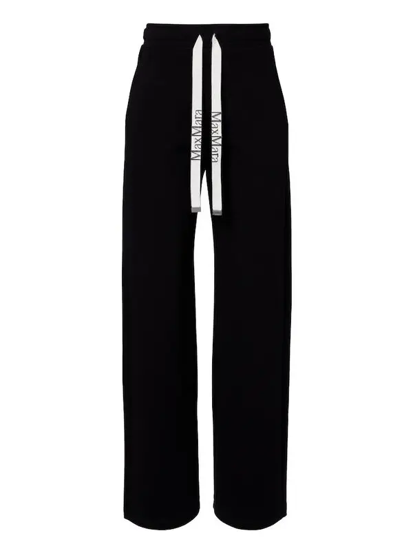 Max Mara Cotton-blend Wide-leg Pants - Black