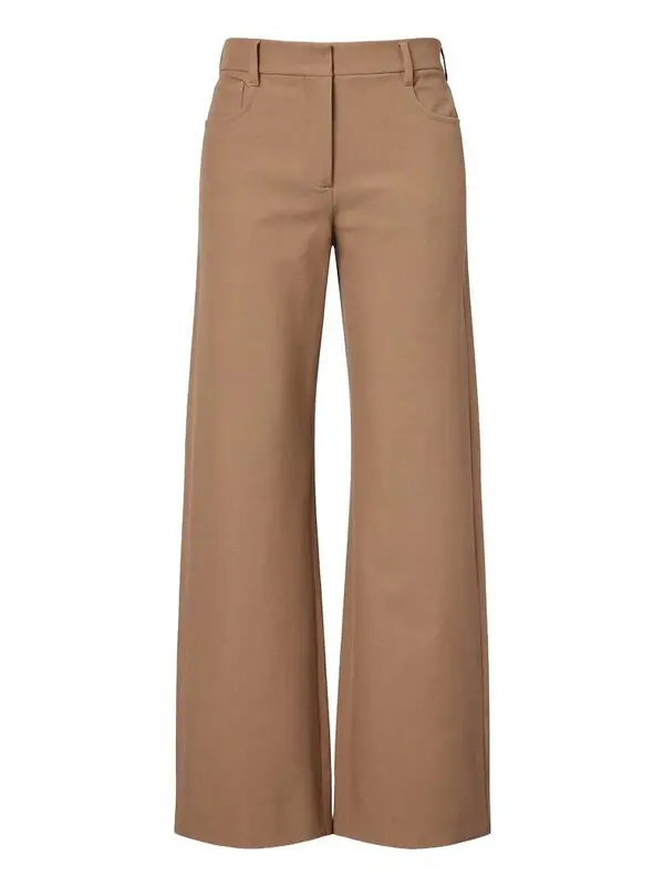 Max Mara Cotton-blend Wide-leg Pants - Brown