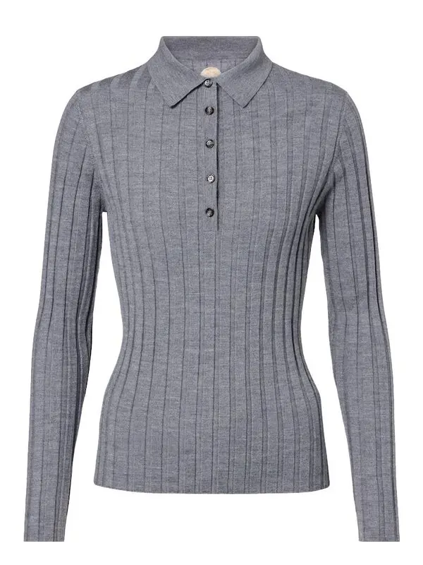 Jardin Des Orangers Ribbed-knit Virgin Wool Polo Sweater - Grey