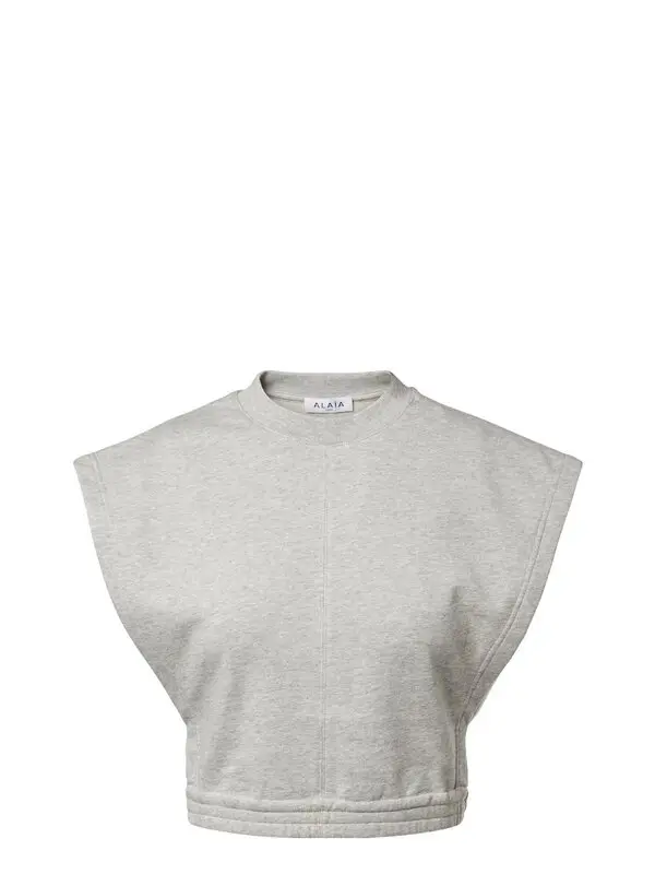 Alaïa Cotton-blend Fleece Crop Top - Grey
